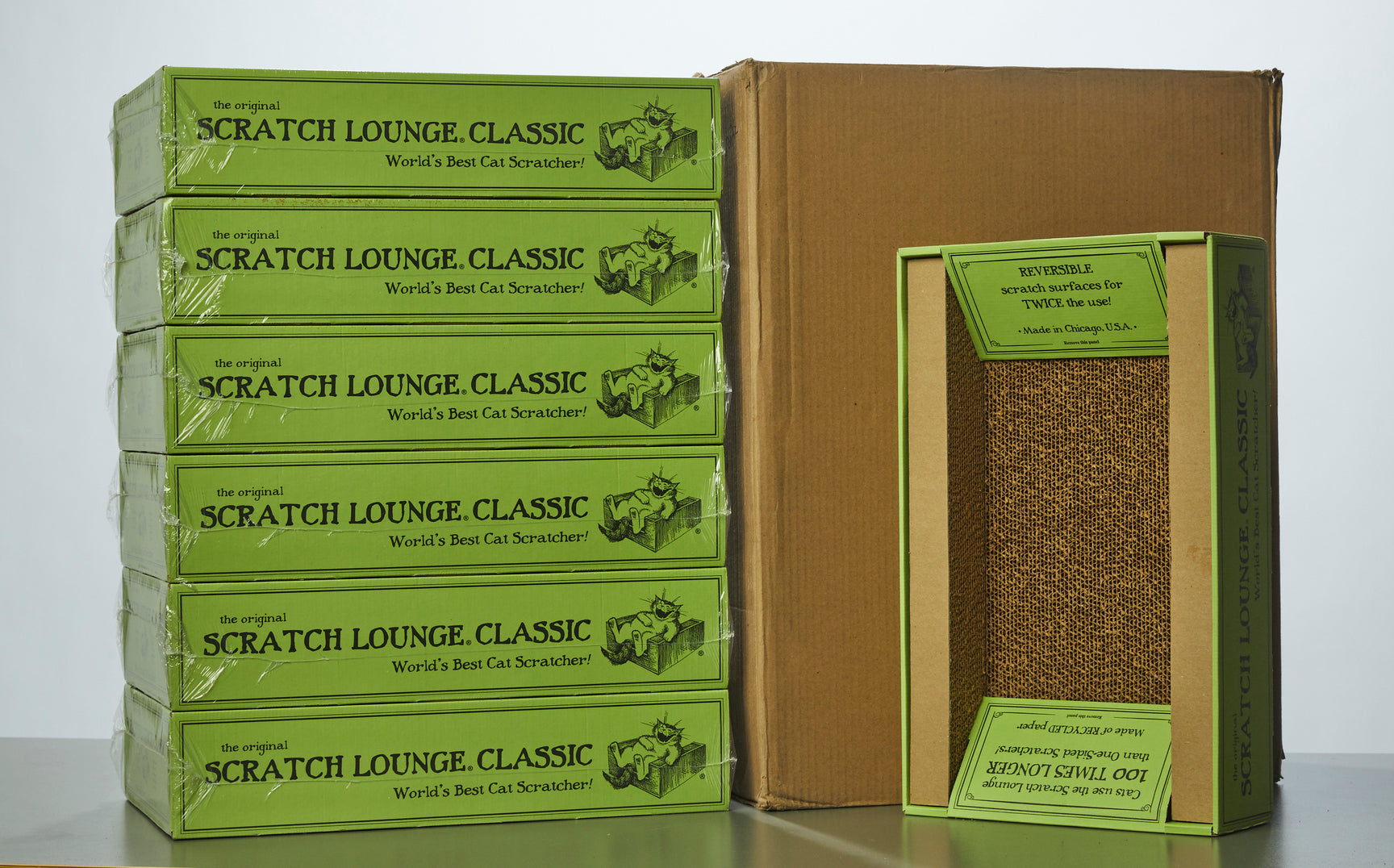 SCRATCH LOUNGE – The patented reversible 3-sided cat scratcher ...